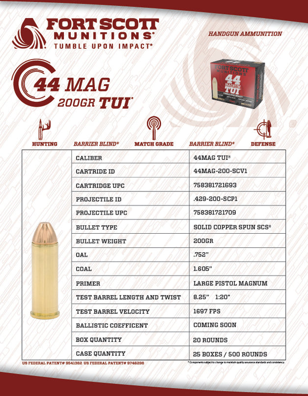 44 Magnum TUI® - 44 Magnum Ammo — Fort Scott Munitions
